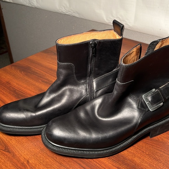 Rockport | Shoes | Rockport Black Leather Ankle Boot Sidezip Silver ...
